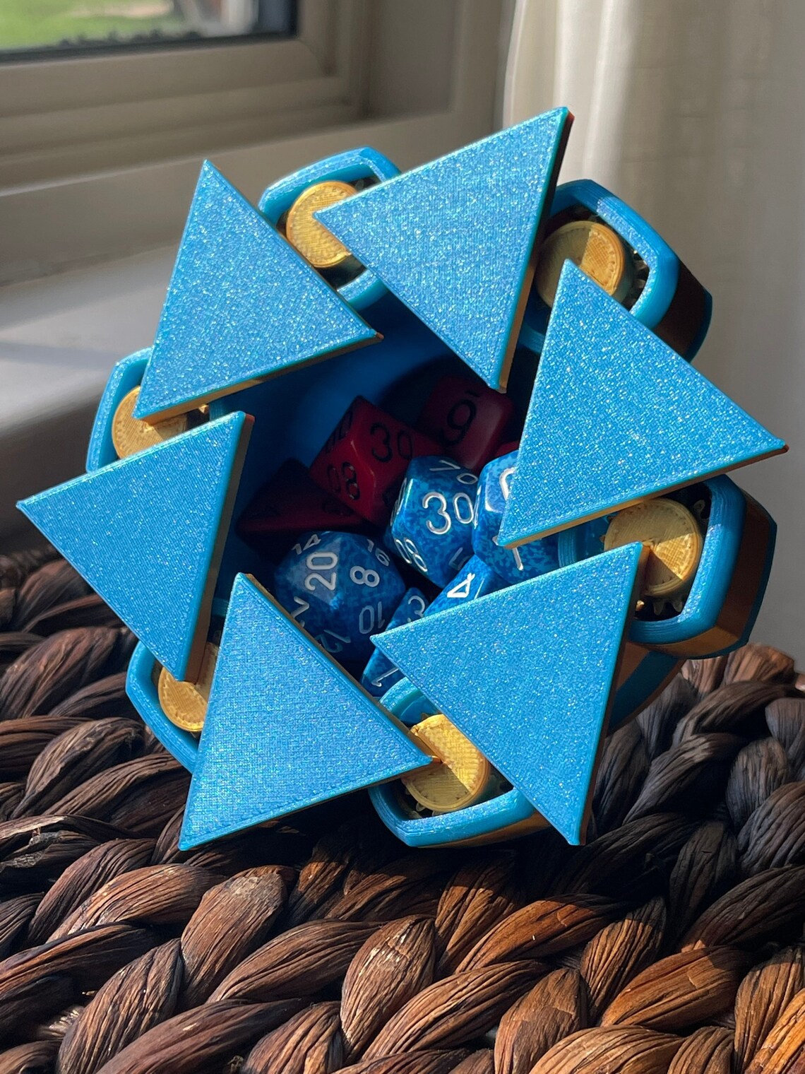 Azure and Gold Mechanical Dice Box – Mike Shapiro Designs
